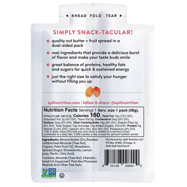 Almond Butter + Strawberry Spread (5 Packs) - Split Nutrition